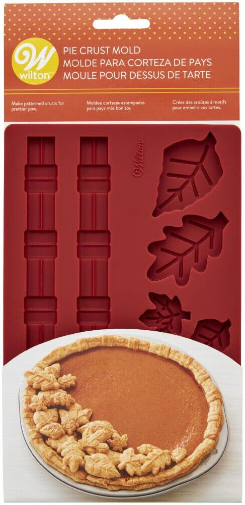 Wilton Autumn Leaves Pie Crust Mold Silicone, 8-Cavity — Cake and Candy ...