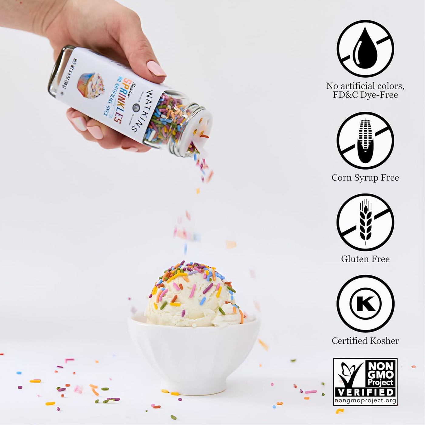 Watkins Rainbow Jimmies Decorating Sprinkles Sugar, Non-GMO, Kosher, 3 ...