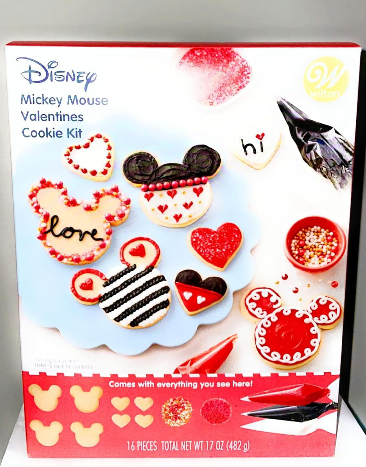 Wilton MICKEY HEAD N HEART Pre-baked ready to decorate COOKIE KIT ...
