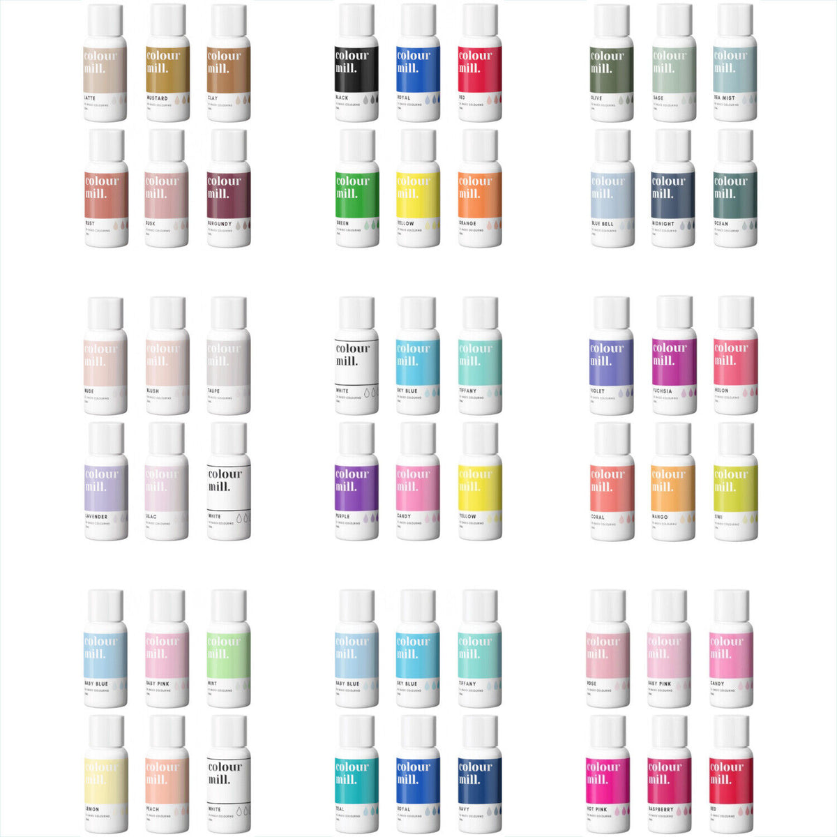 Colour Mill 6 box color set of oil based food colorings 20ml (select y ...