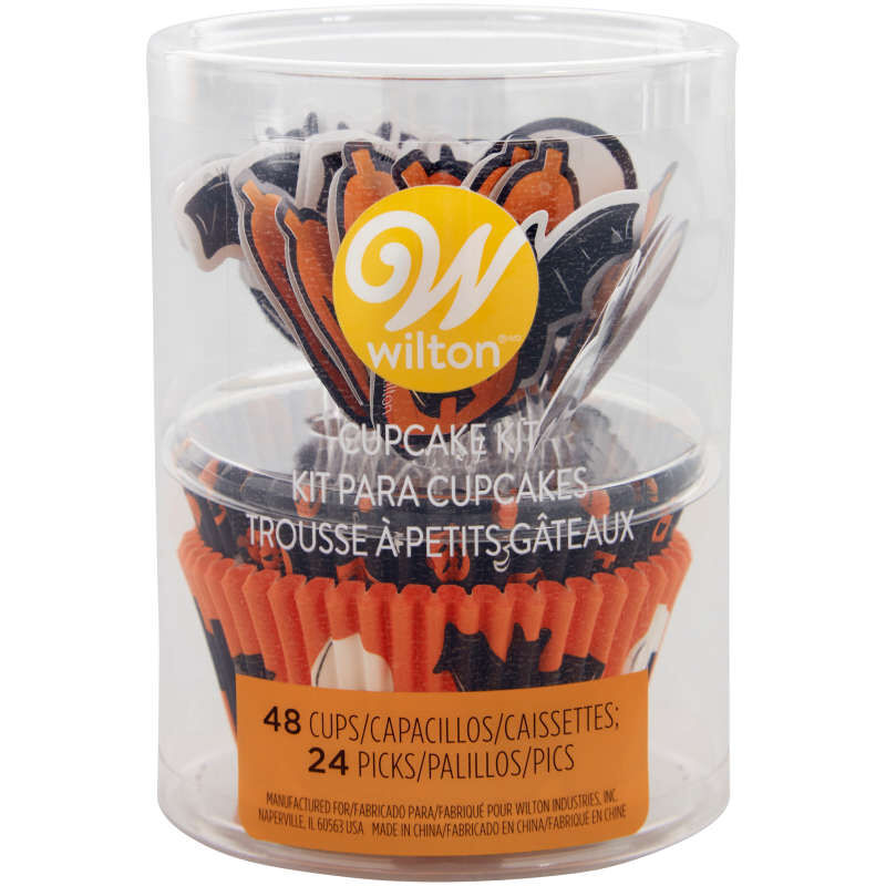 Skull, Bat and Pumpkin Halloween Cupcake Kit, 72-Piece — Cake and Candy ...