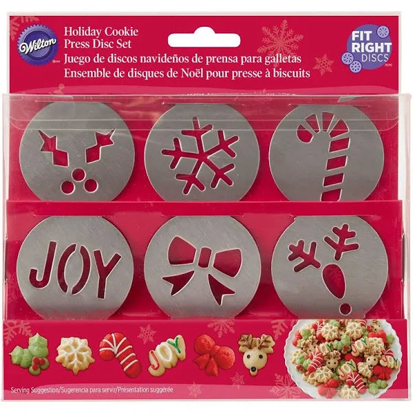 Wilton 6-Piece Fit Right Holiday Cookie Disc Set for spritz — Cake and ...